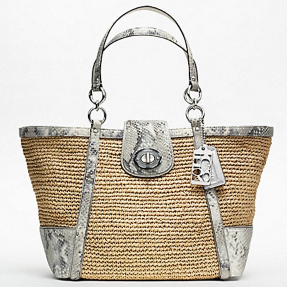 Coach | Bags | Coach Hamptons Weekend Straw Python Medium Tote | Poshmark